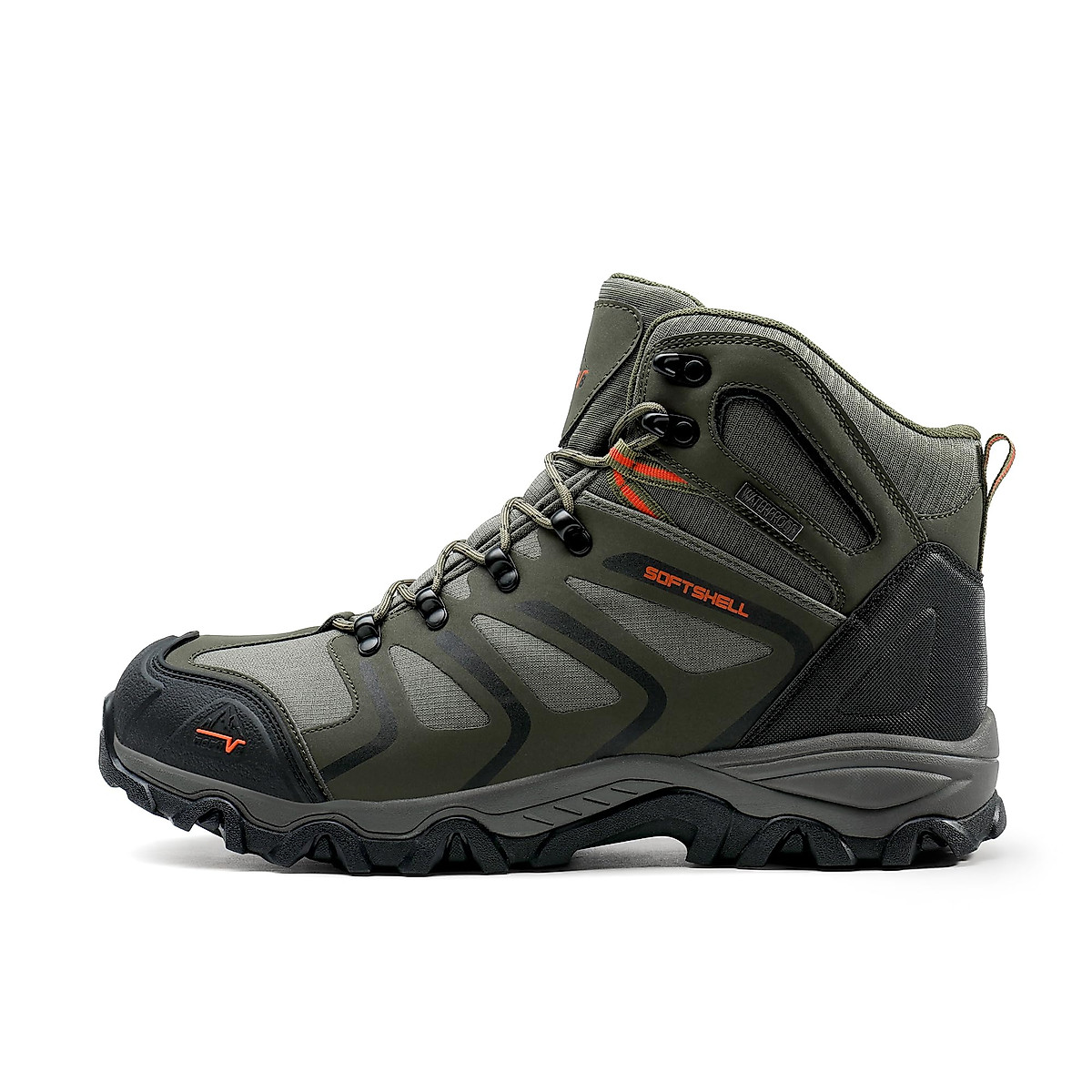 NORTIV 8 Men's Hiking Boots Waterproof Work Outdoor Trekking Backpacking Mountaineering Lightweight Trails Shoes Size 11 M US Army/Green/Black/Orange 160448_M Armadillo
