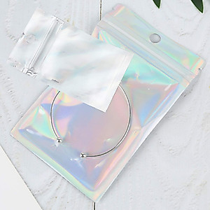 Markeny 200 Pack Rainbow Mylar Zip Lock Bags Aluminum Foil Bags Durable Double-Sided Metallic Foil Mylar Flat Mini Ziplock Bag
