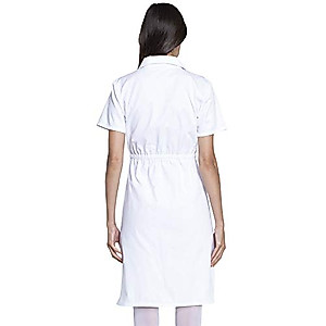 Dickies womens Button Front medical scrubs dresses, White, Large US