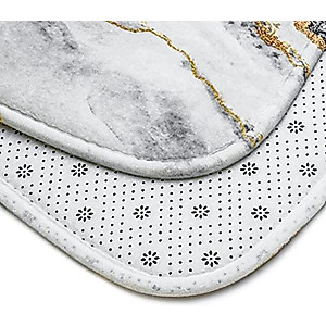 Nuseiis 4PCS Black Marble Shower Curtain Sets with Non-Slip Rugs,Bath Mat and Toilet Lid Cover,Shower Curtain Sets for Bathroom, Gold Modern Bathroom Sets with Shower Curtain and Rugs and Accessorie