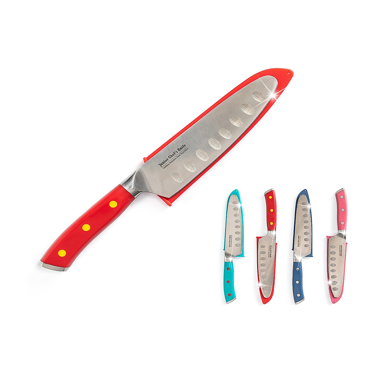 Cooking with Kids - Junior Chef's Knife for Kids (CRIMSON) - Full Tang, Tapered Demi-Bolster Design, High Performance German Stainless Steel: Real Cooking Tools for Children…