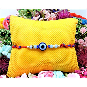 AKRITSANS Evil Eye Rakhi for Brother & Bhabhi – Lucky Rakhi Thread for Bhai Bhabhi Bhaiya | Raksha Bandhan Rakhi Dora Bracelet for Bro, Sister | Indian Traditional Festival