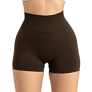 A AGROSTE Women 3.6" Intensify Workout Shorts with Pockets Seamless Scrunch Butt Lifting Gym Shorts High Waist Yoga Shorts