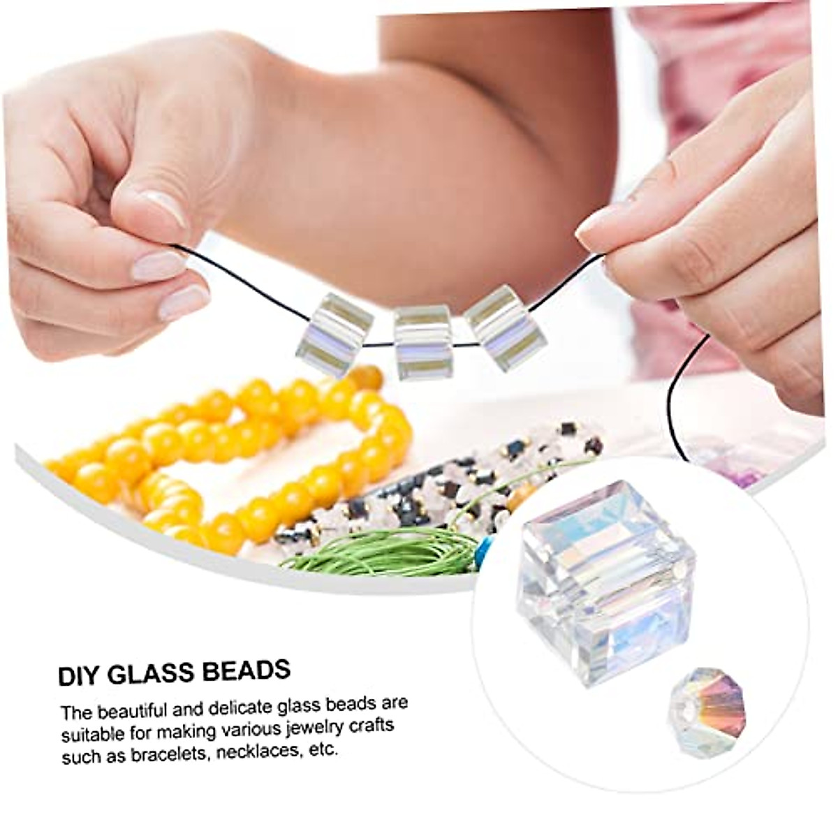Didiseaon 180 Pcs Jewelry Beads Beaded Jewelry Bulk Glass Beads Bracelet Accessories Cube Glass Charms Jewelry Finding Bead Gemstone Beads Ab Beads Loose Beads Bracelet Making Kit Delicate
