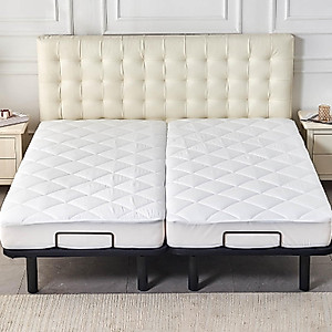 Kingnex Split California King Mattress Topper for Adjustable Bed 2 Cali Twin XL 36x84 Fluffy Matress Cover Quilted Fitted Mattress Pad with Deep Pocket