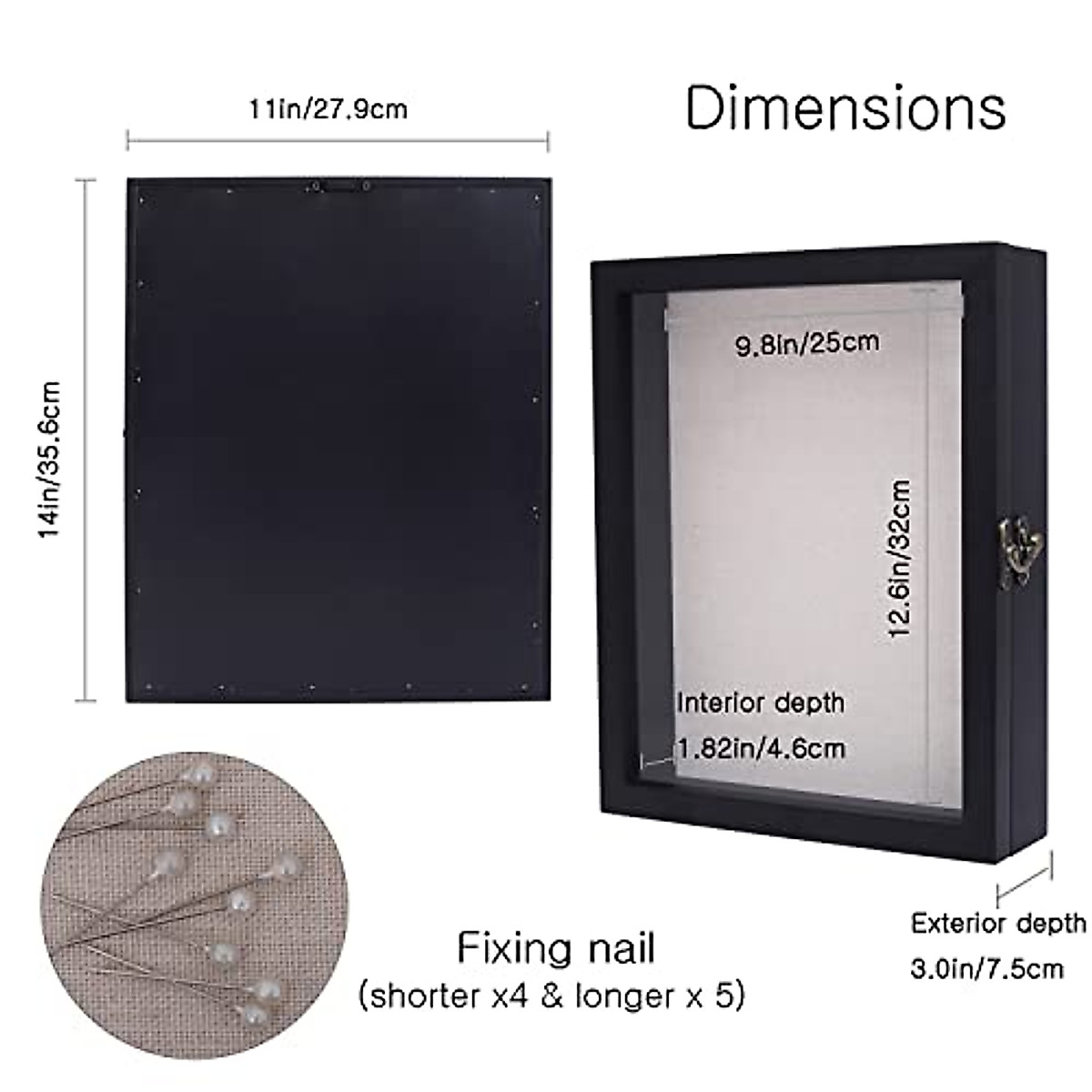 UMICAL 11x14 Shadow Box Display Case Black Shadow Box Frame with Linen Back and HD Plexiglass Window Door Wood Memory Box for Keepsakes