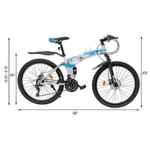 Gdrasuya10 26 Inch Folding Mountain Bike 21 Speed Foldable Mountain Bike Bicycle for Adult Men Women Outdoor Cycling Dual Disc Brakes MTB Bicycle Bike