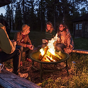 SINGLYFIRE 26 Inch Fire Pit with Cover for Outside Outdoor Wood Burning Firepit Bowl Heavy Duty Bonfire Pit Steel Firepit for Patio Backyard Camping Deck Picnic Porch with Spark Screen,Log Grate,Poker