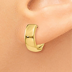 14K YELLOW GOLD SMALL ROUND HINGED HOOP EARRINGS HUGGIE HOOPS 4mm 0.5 INCH