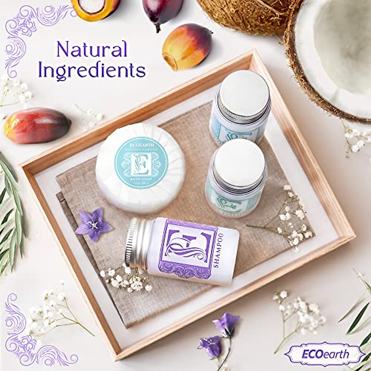 Luxury Travel Size Shampoo & Conditioner Set (1 Fl Oz, total 100 Pices), Grade-A Ingredients and Gift Packaging, Bulk Hotel Amenities and Toiletries by EcoEarth