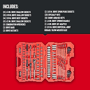CRAFTSMAN Mechanics Tool Set, 1/4" & 3/8" & 1/2" Drive, SAE/Metric, 121 Piece (CMMT12033)