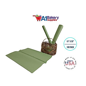 Sage Green Light Olive Bulk Tissue Paper 15 Inch x 20 Inch - 100 Sheets Premium Quality Gift wrap Tissue Paper Made in USA