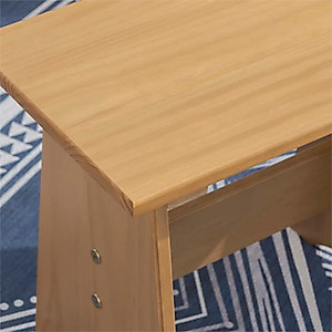 Linon Delk Pine Wood Small Backless Benches Set of 2 in Honey