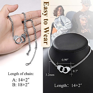 ChainsProMax Handcuff Choker Necklace Stainless Steel Silver Color Handcuffs for Necklace Edgy