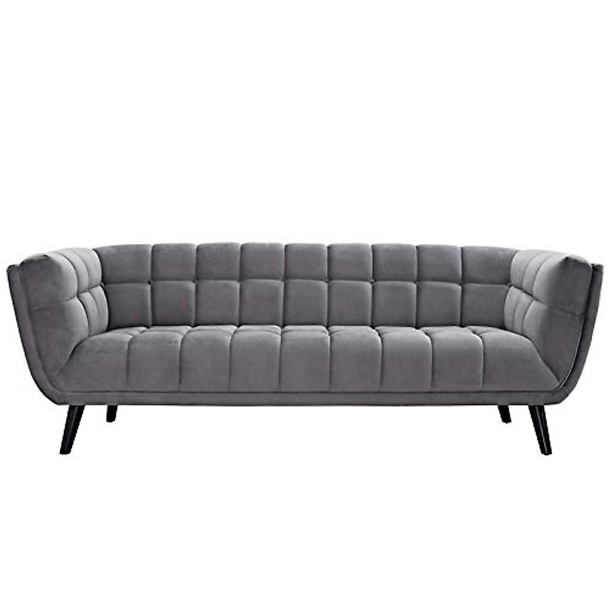 Modway Bestow Mid-Century Performance Velvet Upholstered Tufted Sofa In Gray