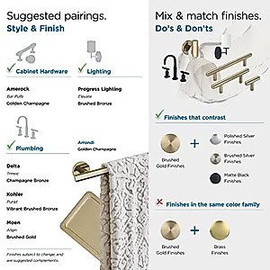 Amerock BH26542BBZ | Golden Champagne Single Robe Hook | 2-1/4 in. (57 mm) Length Towel Holder | Arrondi | Towel Hook for Bathroom | Bathroom Hardware | Bath Accessories