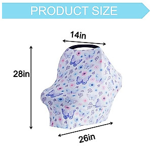 Baby Car Seat Covers Canopy Cover, Stretchy Car Seat Covers for Babies, Soft Jersey Nursing Breastfeeding Cover, Multi-use Cover Infant Carseat Canopy, Baby Boys & Girls Shower Gifts (Butterfly)