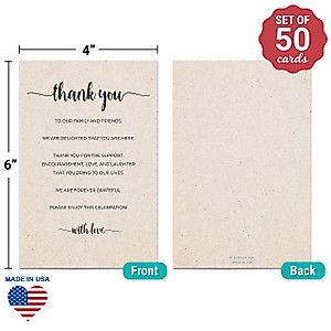 321Done Thank You Table Place Setting Cards (Set of 50) Made in USA - 4x6 Large, Rustic Kraft Tan, Wedding, Party, Retirement, Graduation, Birthday, Baby Shower, Bridal, Engagement, Anniversary