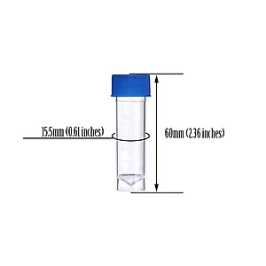 36PCS Cryo Tubes 5ml, Plastic Small vials with Screw caps Sample Tubes,PP Material ，with Silica Gel Gasket，Free from DNase, RNase, Human DNA
