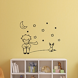 The Little Prince - El Principito - Vinyl Wall Art Stickers - 23" x 28" - Unisex Childrens Bedroom Decals - Preschool and Kindergarten Kids Vinyl Wall Art