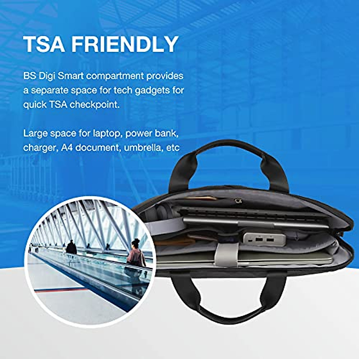 BAGSMART Laptop Bag, 15.6 Inch Laptop Case,Slim Computer Bag for Men Women,15 Inch Water-Repellent Messenger Shoulder Bag,Office Bag Work Bag,Laptop Briefcase for Business Office Travel,Black