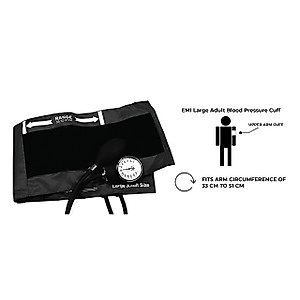 EMI EBL-430 Sprague Rappaport Dual Head Stethoscope and Manual Aneroid Sphygmomanometer Blood Pressure with Large Adult Cuff (Cuff Size: 33 cm to 51 cm | 13 inch to 20 inch) - Black