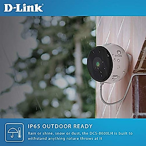 D-Link Outdoor Security Camera Wireless, Day Night Vision Home Surveillance Network System in Full HD (DCS-8600LH/LT-US) White