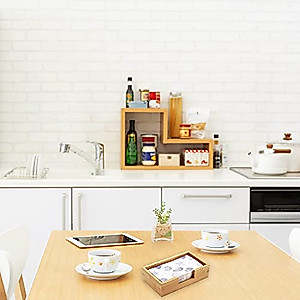 Bamboo Napkin Holder Rectangular, 9.5" x 5.5" x 2.5", Wood Guest Towel Tray, Toilet Tank Tray, Wooden Paper Towels Holder for Kitchen/Bathroom Countertop