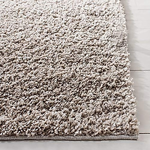 SAFAVIEH Arizona Shag Collection 8' x 10' Linen ASG820D Solid Non-Shedding Living Room Bedroom Dining Room Entryway Plush 1.6-inch Thick Area Rug
