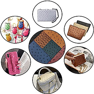 Ostrich Faux Leather Vinyl Roll 12 x 53 inches Solid Textured Synthetic Crafts Fabric for Leather Keychains Purse Wallets Making Upholstery Decoration, Gray