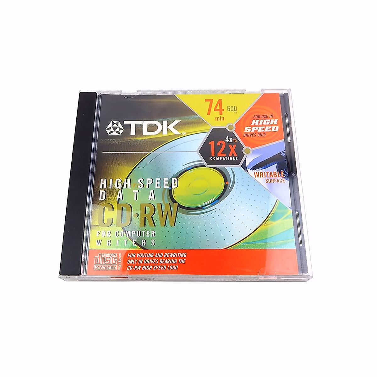 TDK 650MB 74 Min 12x High Speed Data CD-RW ReWritable Compact Disc CD-RW74HSCM