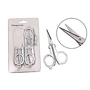 Shapenty Stainless Steel Folding Portable Travel Scissors Foldable Paper String Craft Shred Scissors, 4 Pack