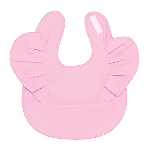 SMOOCH Extra Coverage Baby Bibs for Girls - Baby Feeding Supplies - Infant and Toddler Bibs, Smock, Waterproof Fabric bib, Fits Ages 6-24 Months (Pink)