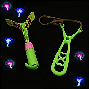 BAIVYLE Flying Toys for Kids Light up LED Helicopters Arrow Slingshot Glow in The Dark Toys Light up Party Favors for Kids Outdoor Camping Games (6pcs)