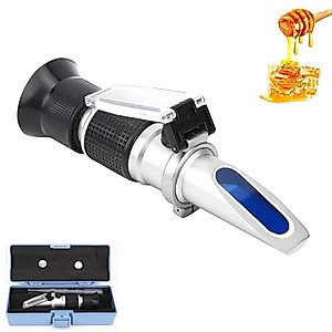 Agatige Portable Refractometer, 0-90% Digital Brix Refractometer Sugar Content Hydrometer Automatic Temperature Compensation Grape Wine Extractor Tester Machine for Honey, Maple Syrup