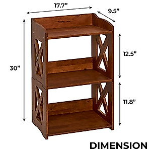 NHZ Side Table 3 Tier, End Table with Storage Shelf, Table Nightstand, Small Bookshelf, Bookcase, Display Rack for Office, Bedroom, Living Room and Kitchen. (Brown)
