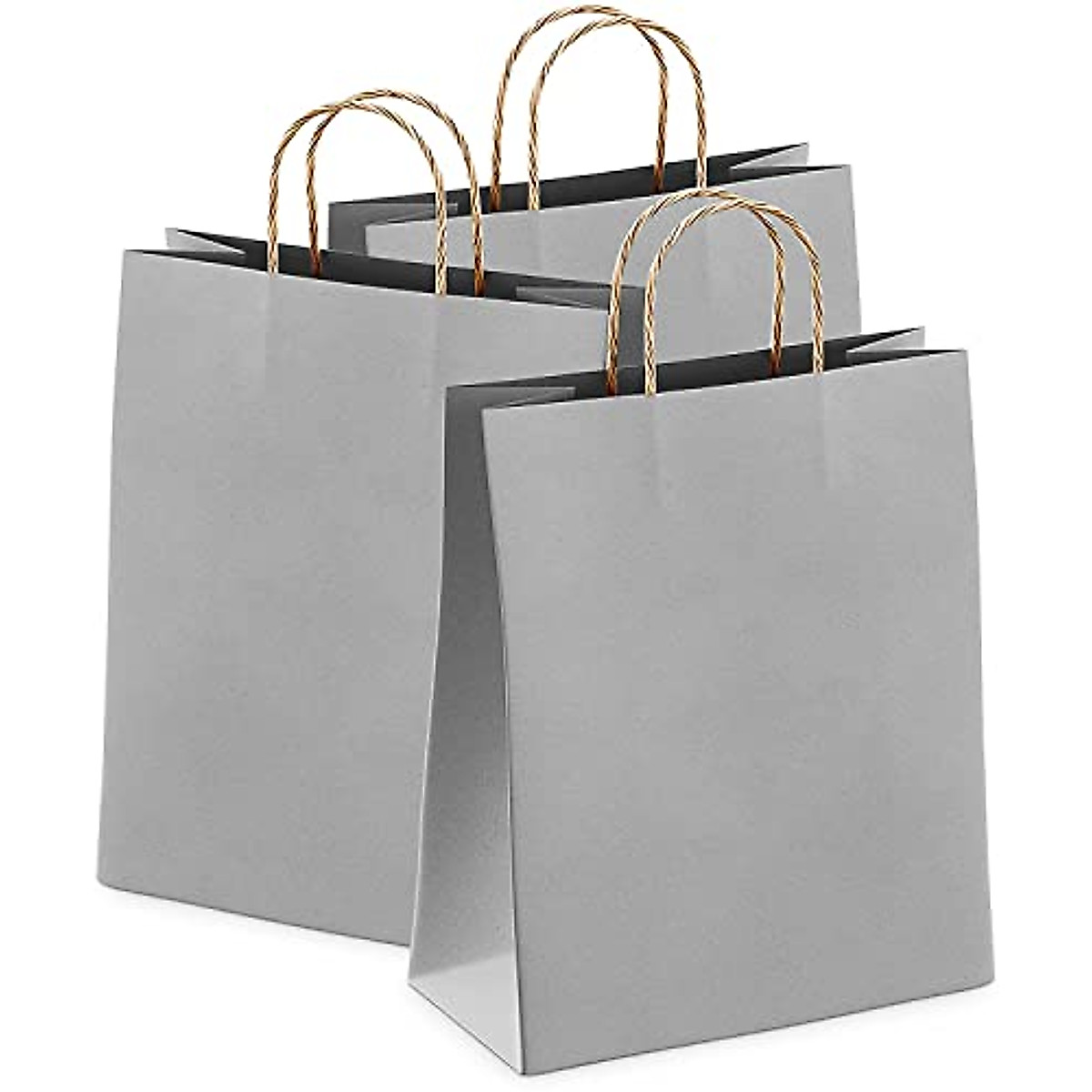 PUREVACY Paper Shopping Bags with Handles 8 x 4.75 x 10.5 Inch, Pack of 25 Gray Kraft Paper Bags with Handles, Paper Gift Bags with Handles, Reusable Party Favor Bags for Small Business and Shopping
