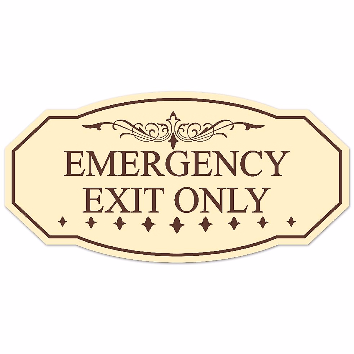 Signs ByLITA Victorian Emergency Exit Only Sign - Easy Installation | Durable Wall or Door (Ivory/Dark Brown) - Small