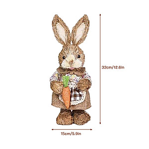 Ewer Easter Simulation Rabbit, Cartoon Dressed Rabbit Ornament with Carrot, Artificial Simulation Foam Rabbit for Easter Decor Garden Party Home Decorations Photography Props X8APV29X1410GHW
