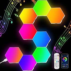 Neoglint 8 Pack Hexagon Lights - RGB Led Hex Lights for Wall with Smart APP Remote Control & Music Sync, Led Wall Light Decor for Gaming Room, Bedroom, Living Room