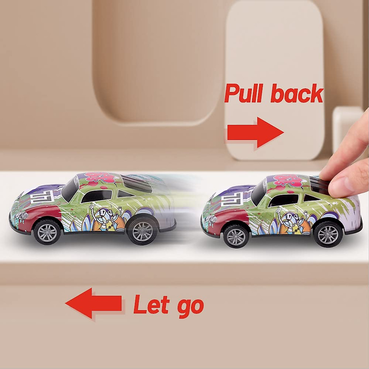 H 4.2 inch Pull Back Cars Toys Set, Friction Power Alloy Casting car Mini Race car, Suitable for Toddler 3 4 5 6 Year Old Kids Toy 6 Piece Set, Boys and Girls Christmas Birthday Party Gifts