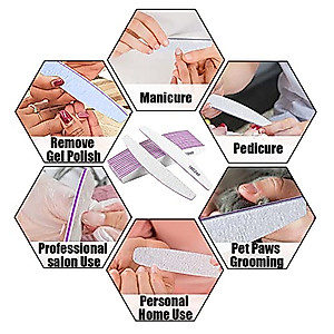 21 Pcs Professional Nail Files Set,16 Pcs Double Sided 180/240 Grits Long Lasting Polisher Washable Emery Boards for Acrylic & Natural Nails,Manicure Nail Styling Tool for Home and Salon Use