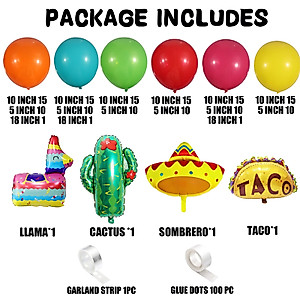 Mexican Fiesta Party Decorations 159pcs Fiesta Balloon Garland Arch Kit-Cactus Llama Sombrero Taco Foil Balloons for Taco Twosday Birthday Decorations Baby Shower Carnival Cinco De Mayo Party Supplies