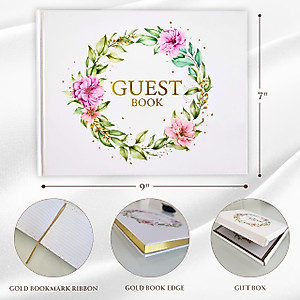 PERFECT BUY MARKET LLC Elegant Guest Book, Guestbook Includes Gift Box, hardcover Guest Book Wedding Reception, Baby Shower Guest Book with Beautiful Design, Graduation Guest Book, Wedding Guest Book