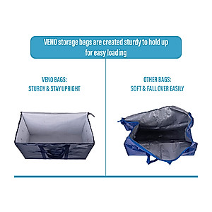 VENO 4 Pack Moving Bags, Moving Supplies, Moving Boxes, College Packing Storage Boxes with Lids Alternative, Heavy Duty Totes, Extra Large, Sturdy Handles, Zipper, for Packaging (Blue, 4 Pack)