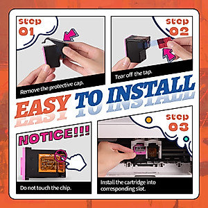 INKCLOUD Higher Yield 63XL Ink Cartridges Replacement for HP 63 Ink 63XL Work with HP OfficeJet 3830 4650 4655 5255 5258 Envy 4520 4512 4513 4516 DeskJet 1112 3630 2132 Printer(2 Black, 1 Tri-Color)