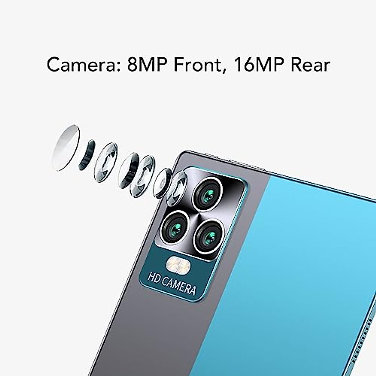 Honio 10.1 Inch Tablet, 4G Network 8 Core CPU Tablet 2 in 1 8MP Front 16MP Rear 100-240V 8GB 256GB (US Plug)