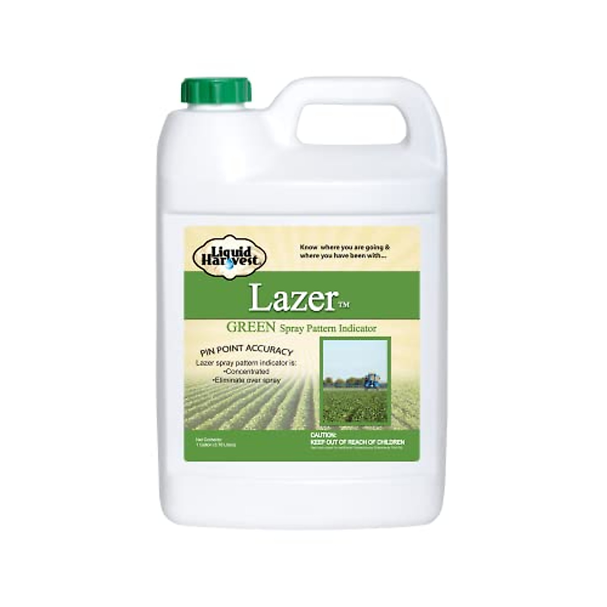 Liquid Harvest Lazer Green Concentrated Spray Pattern Indicator - 1 Gallon (128 Ounces) - Perfect Weed Spray Dye, Herbicide Dye, Fertilizer Marking Dye, Turf Marker and Herbicide Marker