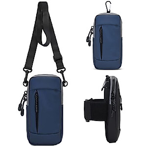 Sport Running Armband Cell Phone Holder Crossbody Purse Belt Pouch Arm Bag for Samsung Galaxy S21 FE S23 S22 Ultra S20 Plus/Google Pixel 6a 7 6 5 4 XL/iPhone 13 14 Pro Max BLU View 2 TCL 10L (Blue)