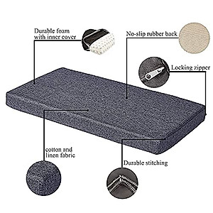 Memory Foam Chair Pads Non Slip Bottom Indoor Settee Cushion Piano Bench Seat Cushions 36 x 18 inch, Grey